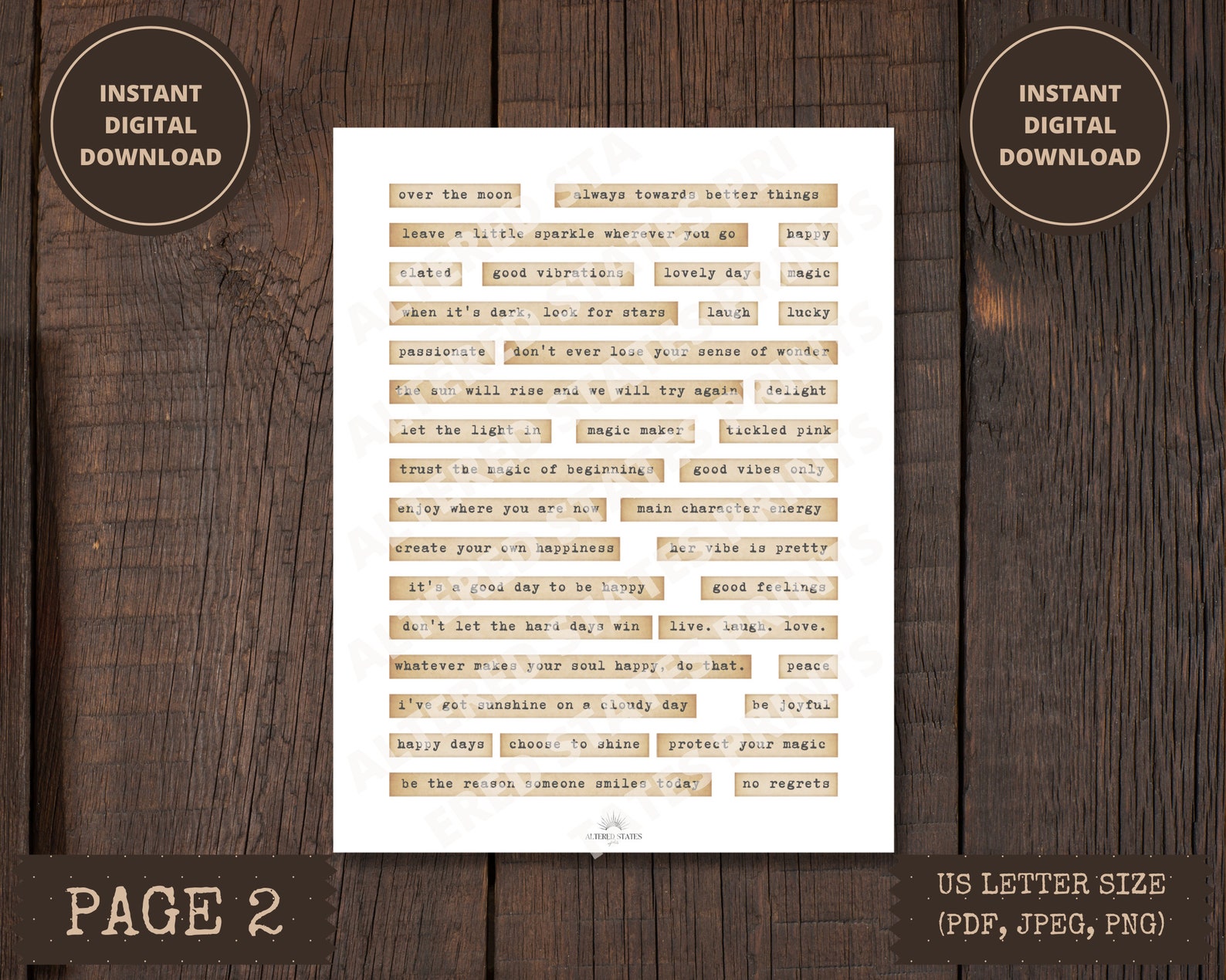 Happy Phrases, Printable Words, Ephemera Pack, Typewriter Print ...