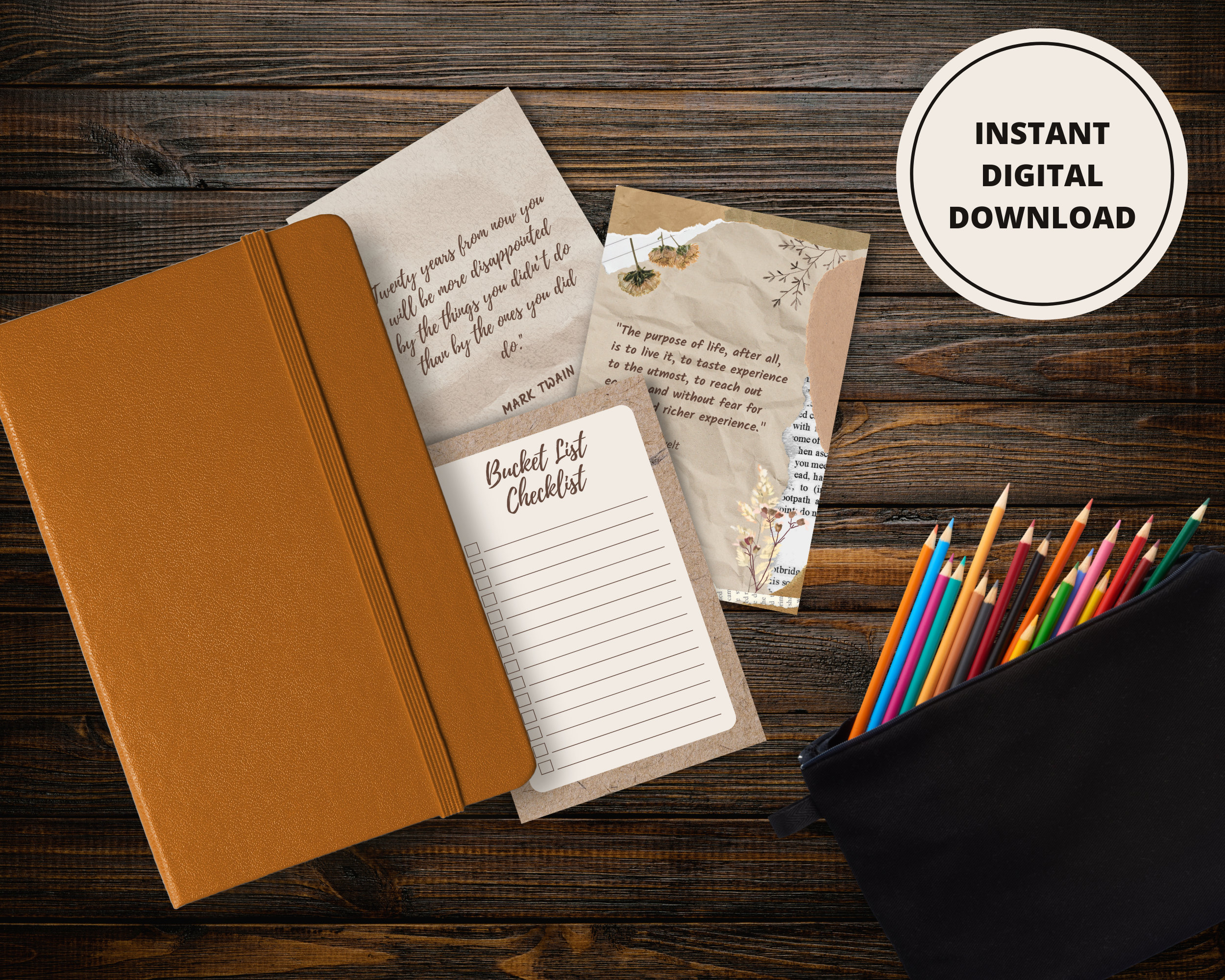 Bucket List Journal Prompts, Printable Journal Cards, Goal Setting ...