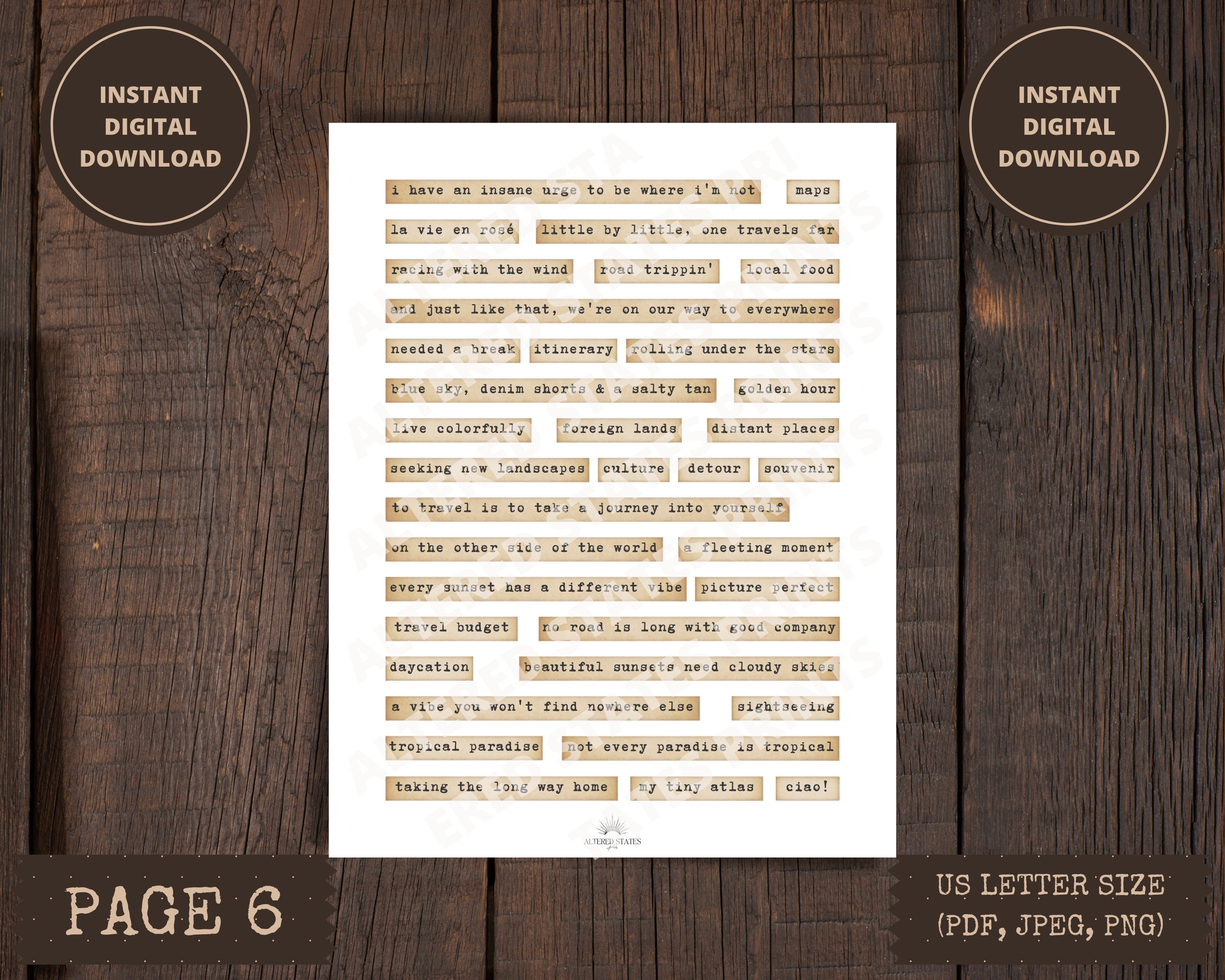 Travel Journal, Journal Words, Digital Words, Printable Words, Word Cut ...