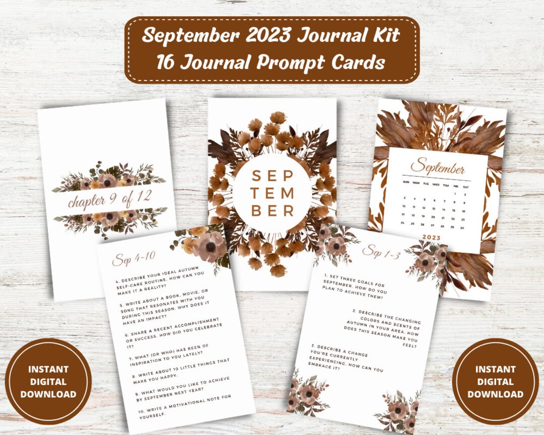 September 2023 Journal Prompts, Monthly Journal Kit, Writing Prompts ...