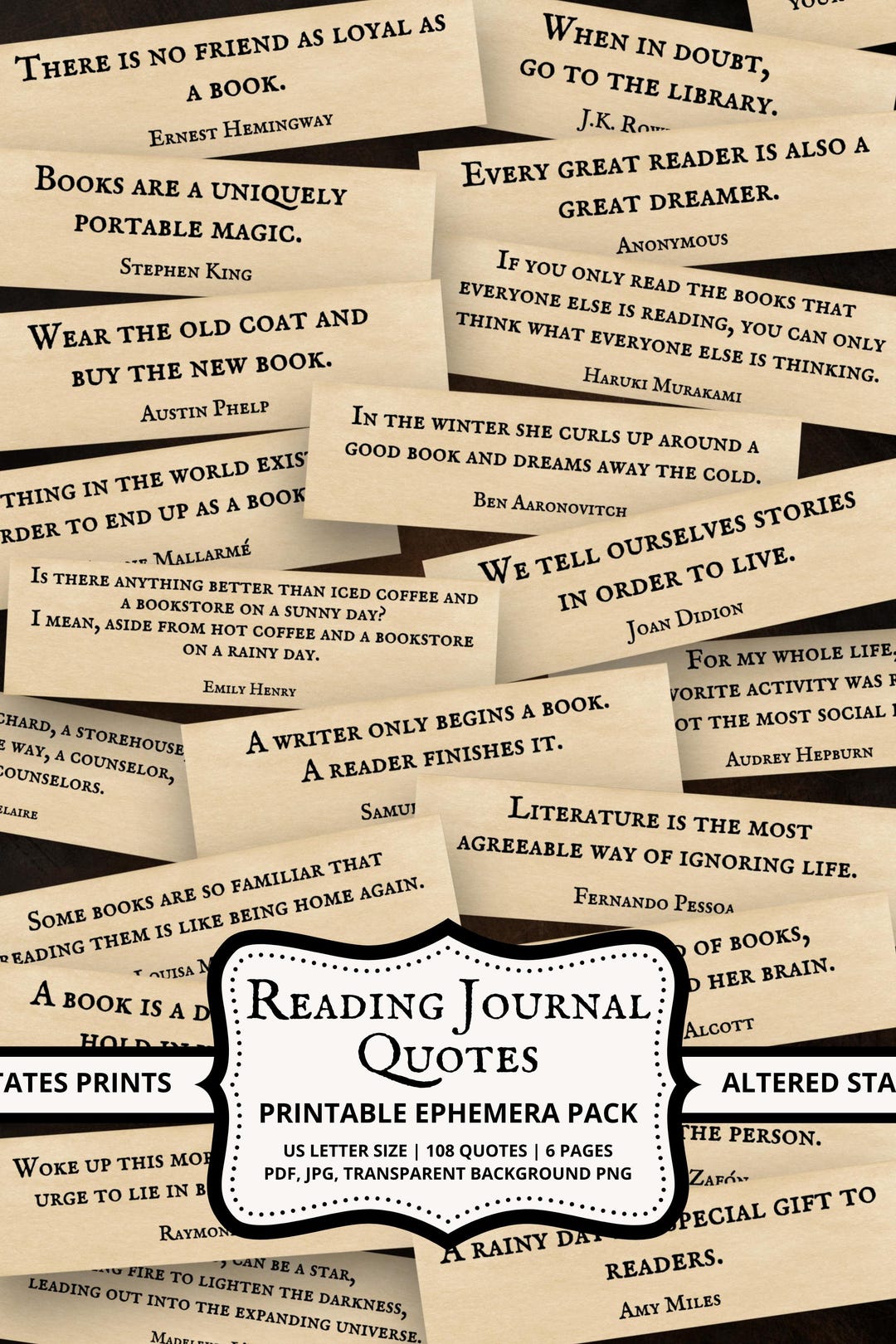 Book Lover Quotes, Reading Quotes, Reading Journal Ephemera, Bookish ...