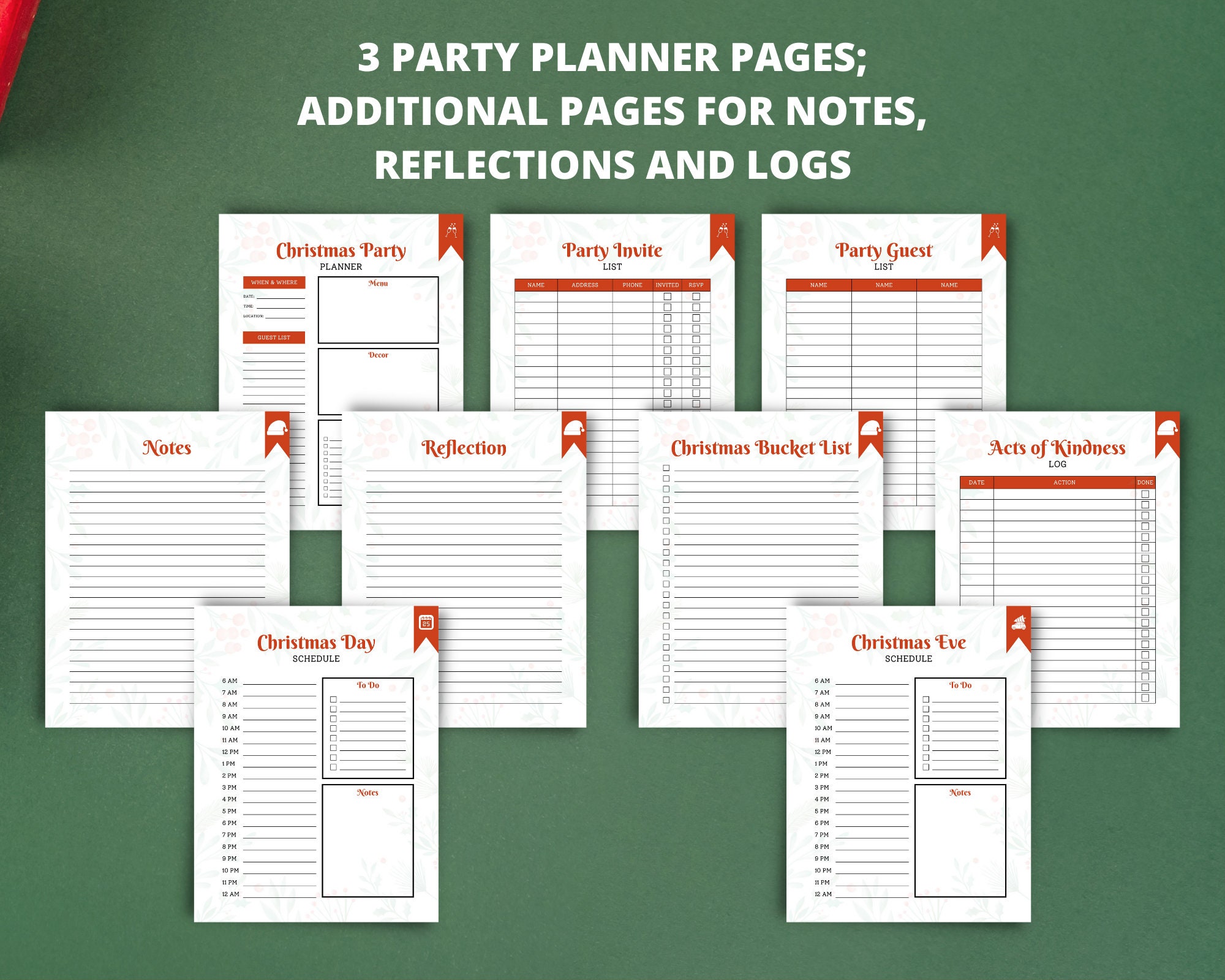 Christmas Planner Printable, Holiday Planner, US Letter, A4, A5 ...