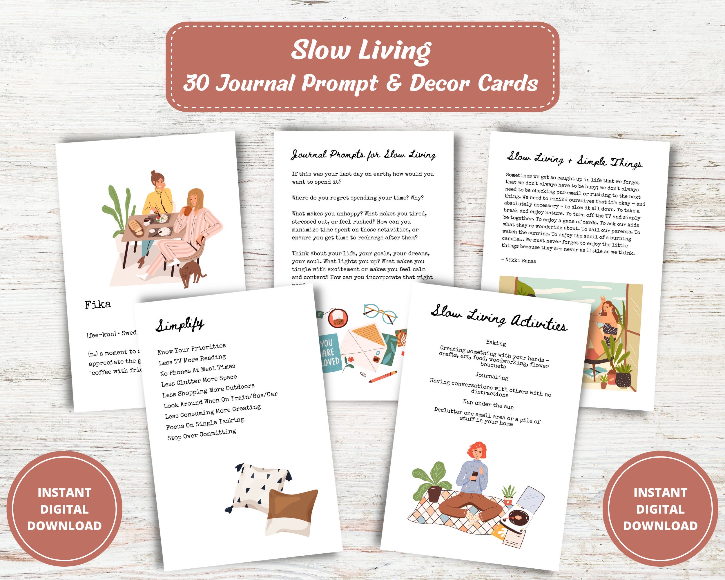 Slow Living Journal Prompts, Journaling Prompts, Fika Hygge Bullet ...