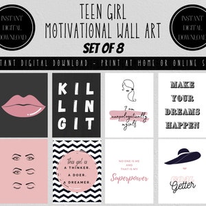 Teen Girl Room Decor, Set of 8 Printable Posters, Teen Girl Wall Decor ...