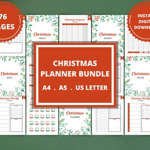 Christmas Planner Printable, Holiday Planner, US Letter, A4, A5 ...