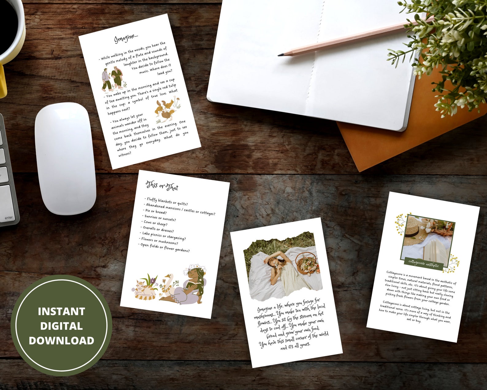 Cottagecore Journal Prompts, Cottagecore Theme Journal Kit, Writing ...