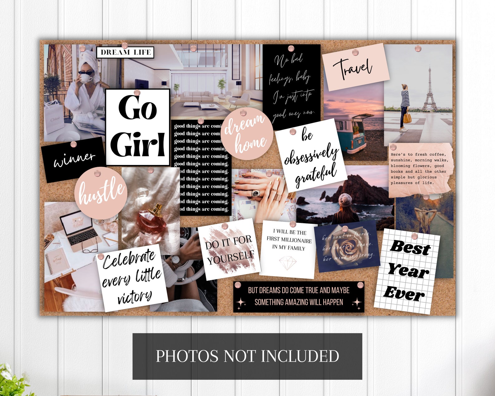 Vision Board Printable, Girl Boss Vision Board Kit, Law of Attraction ...
