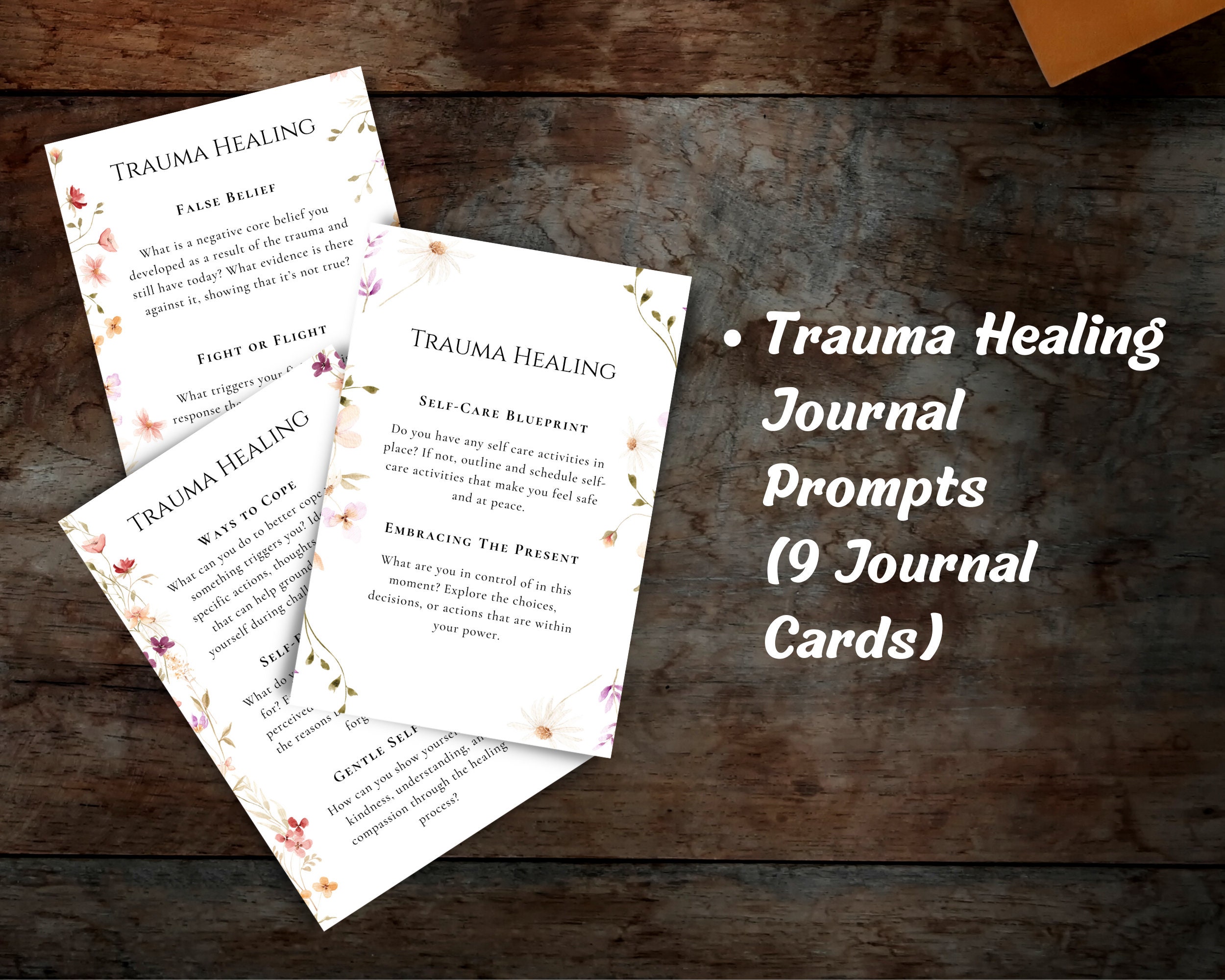 Trauma Healing Journal Prompts, Journal Prompt Cards, Therapy Journal ...