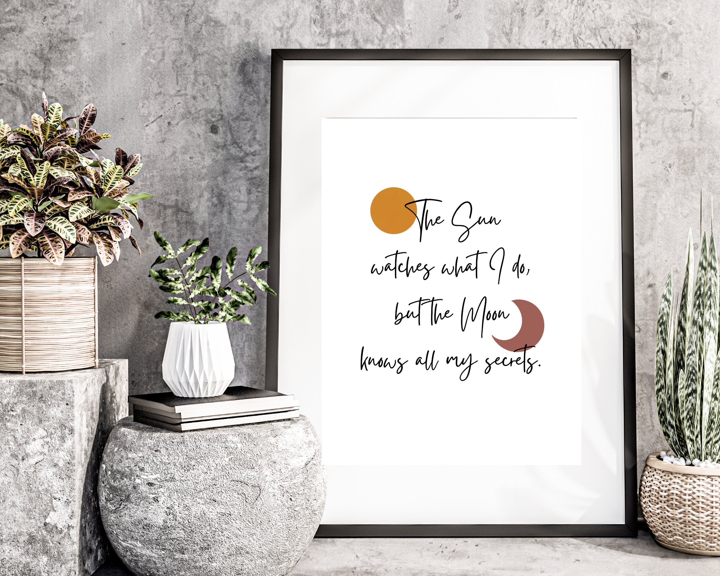 Boho Quote Art, Sun and Moon Print, Aesthetic Quote, Hippie Room Decor ...