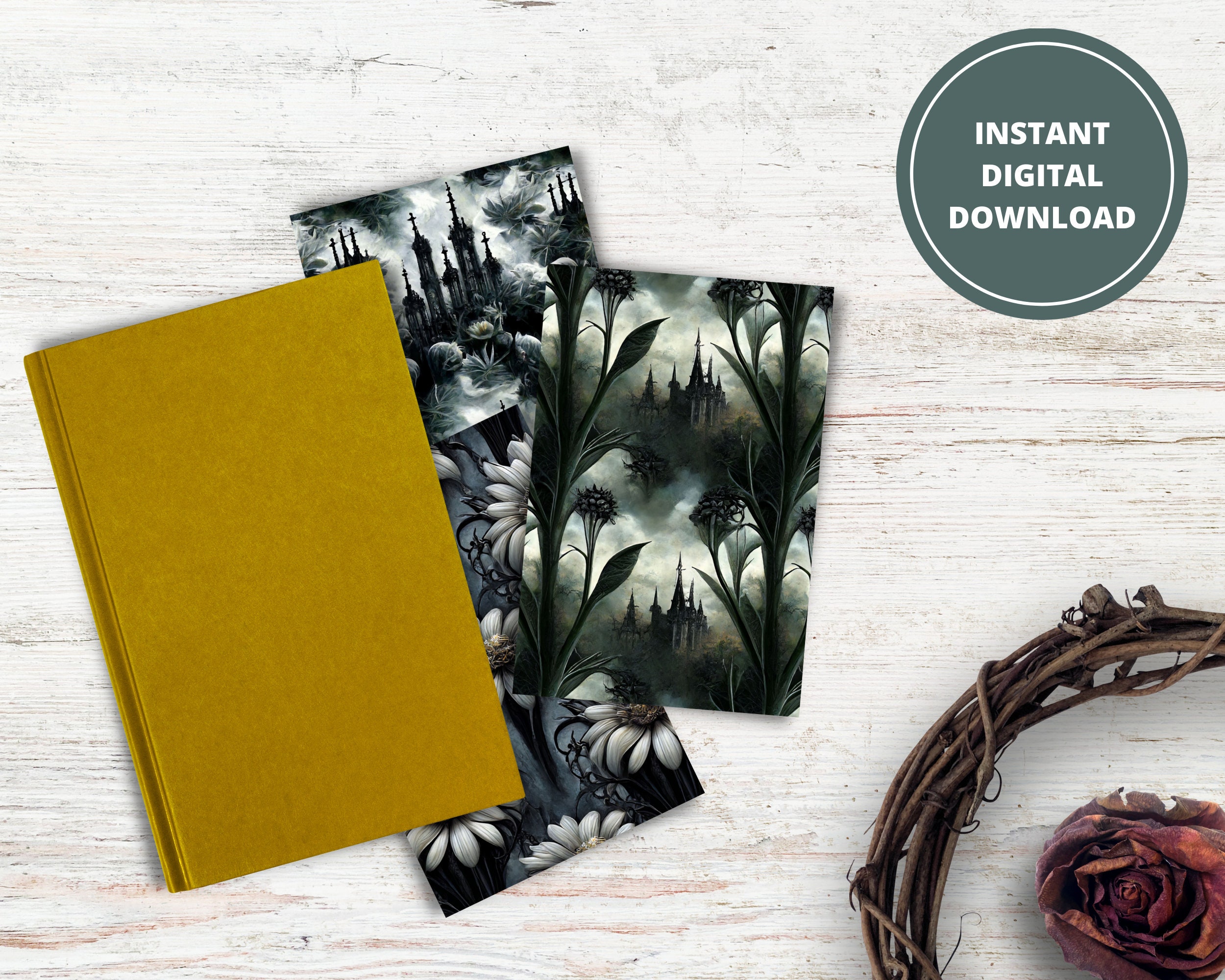 Gothic Journal Kit, Gothic Forest Floral Pattern Dashboards, Floral ...