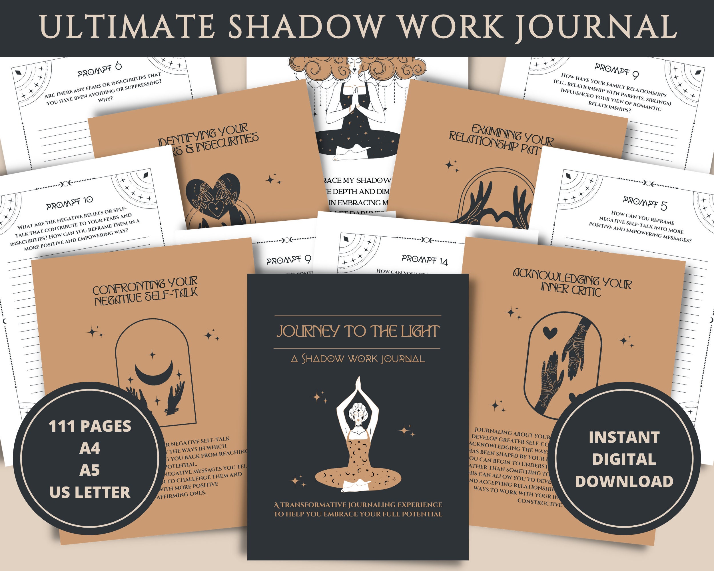 Shadow Work Journal, Digital Printable, Shadow Work Prompts, Book of ...