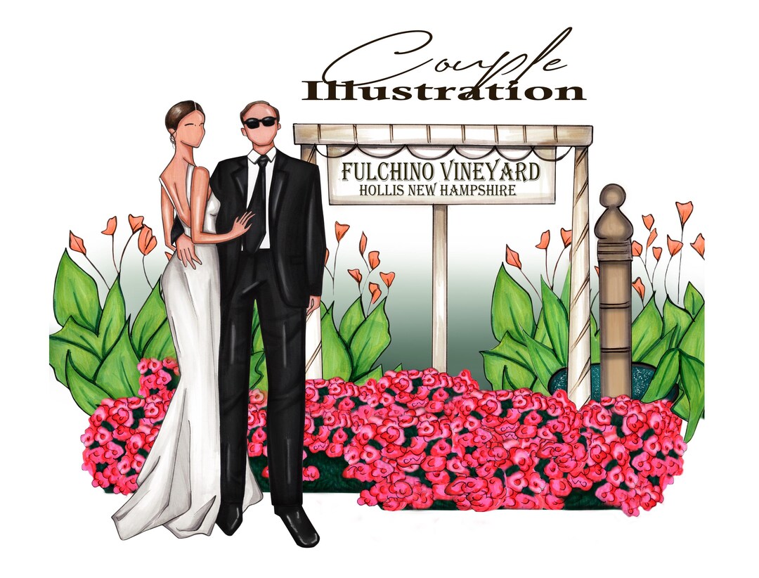 Couple Illustration, Couple Sketch, Custom Couple Drawing, Couple ...