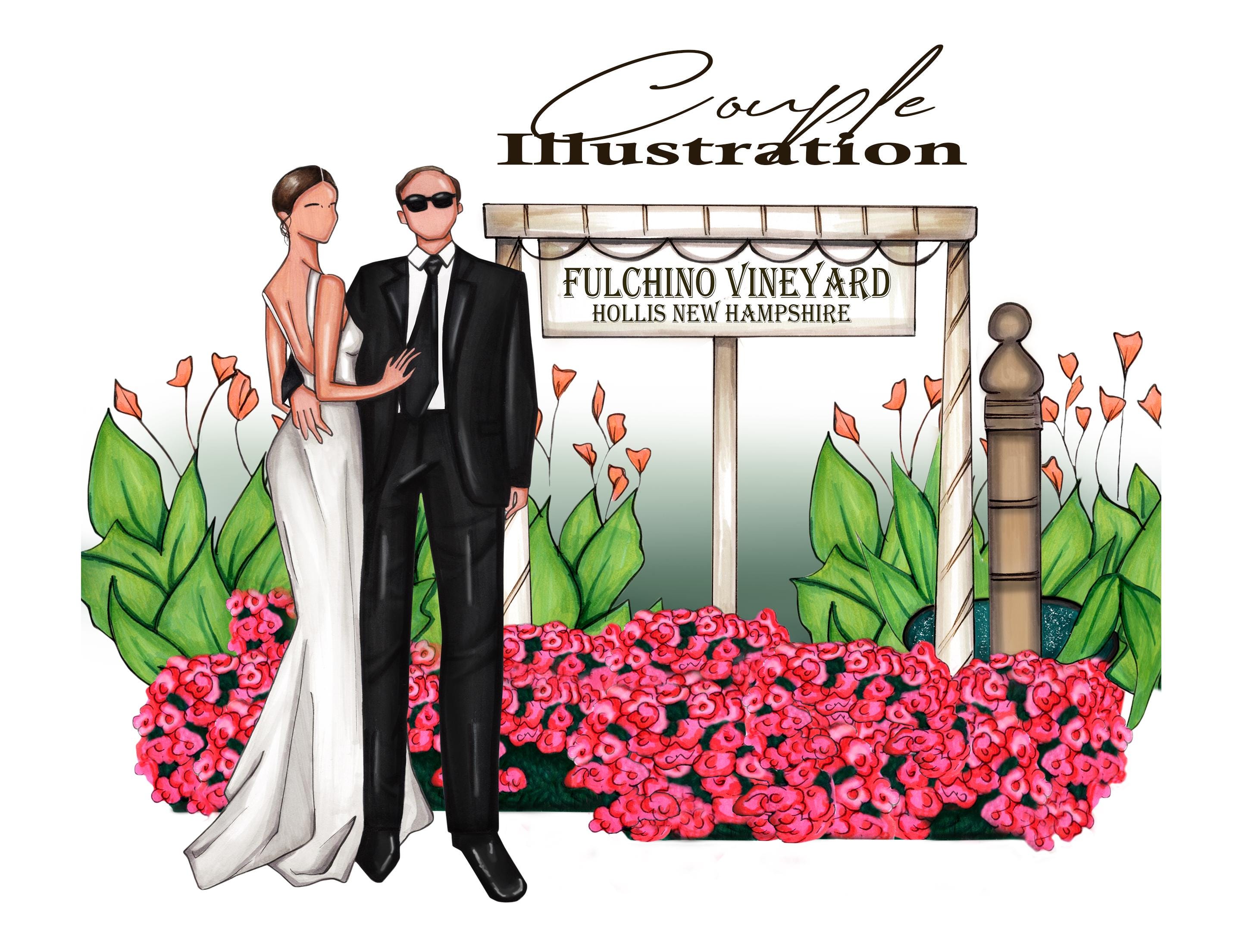 Couple Illustration, Couple Sketch, Custom Couple Drawing, Couple ...