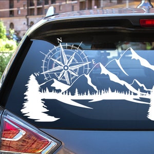 Compass and Mountain Vinyl Decal - Vinyl Sticker for Your Van, Camper ...