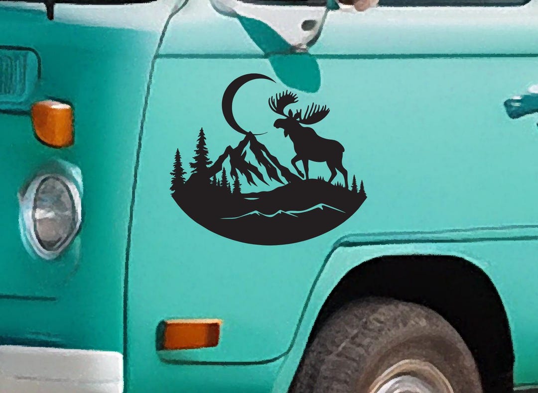 Forest and Moose Camper Sticker - Vinyl Decals for Your Van, Camper or ...