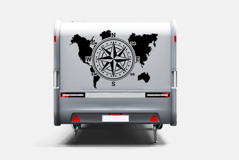 World Map Compass Decal Sticker Camper Van Sticker World Map - Etsy