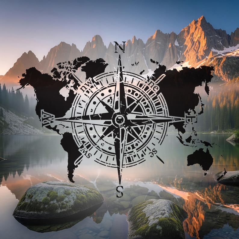 World Map Compass Vinyl Decal: Van Camper Caravan Boat Sticker - Etsy ...