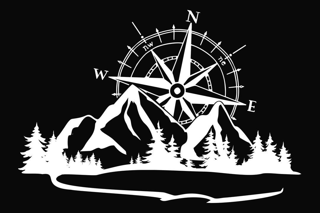 Compass and Mount Sticker, Camper Vinyl Sticker, Caravan Vinyl Decal ...
