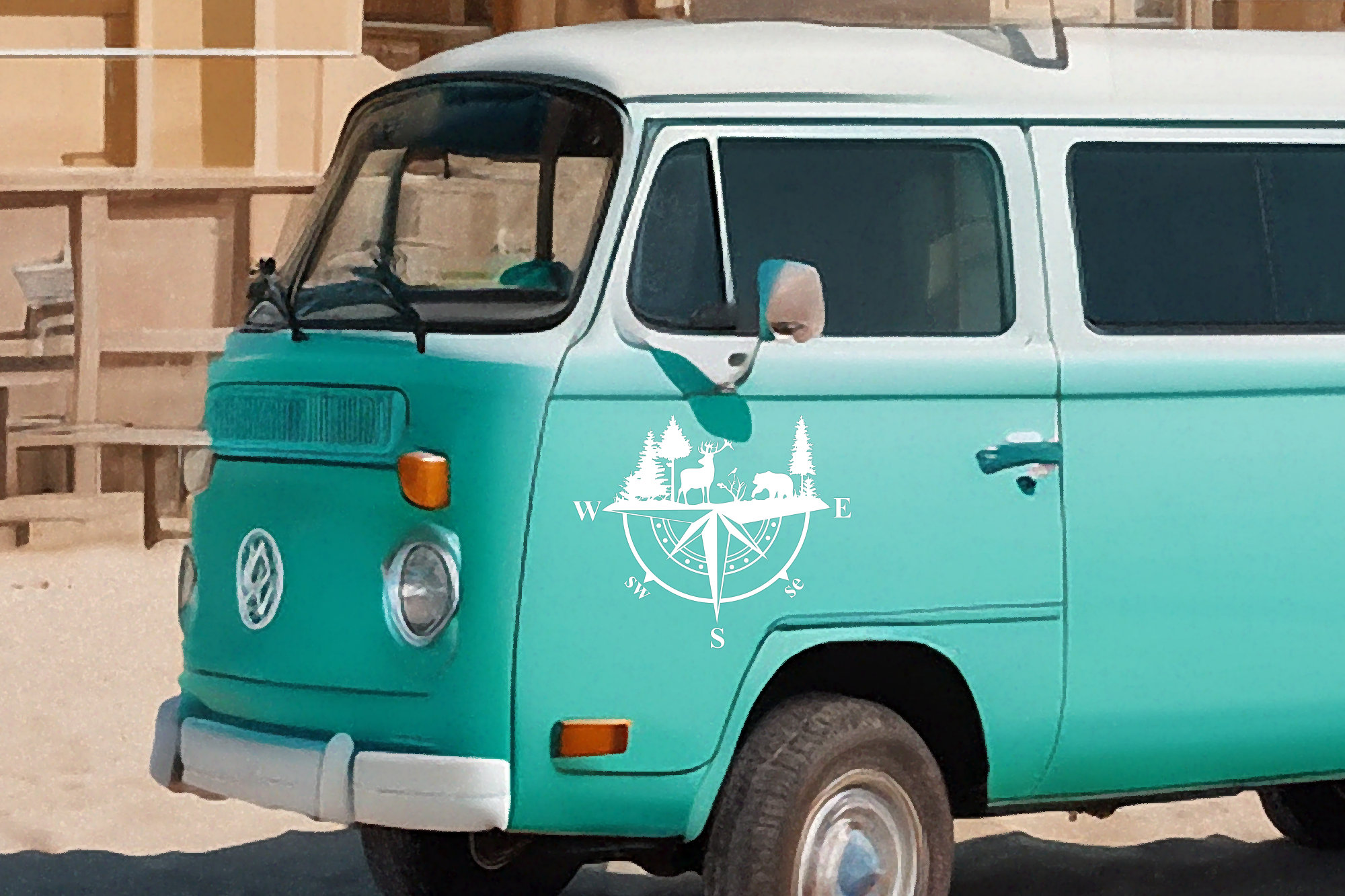 Forest Deer Bear Compass Vinyl Decal - Van Camper Caravan Decor - Etsy