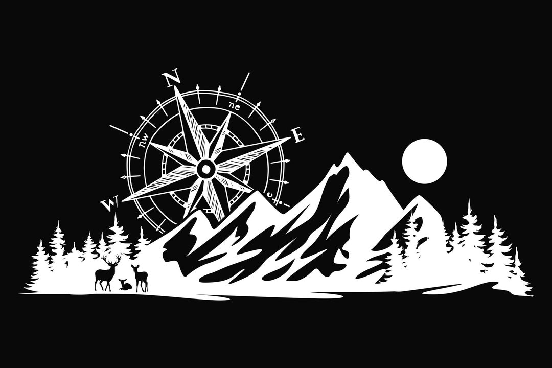 Compass and Mount Sticker, Camper Vinyl Sticker, Caravan Vinyl Decal ...
