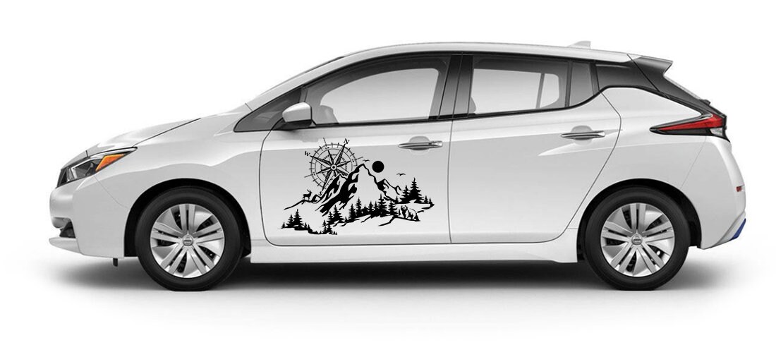 Compass, Deer & Bear Mountain Vinyl Sticker: Adventure Decal - Etsy