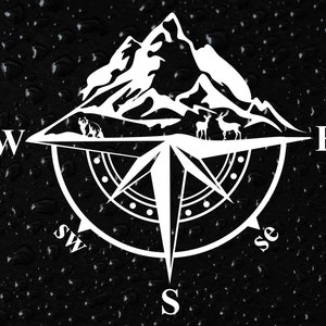 Compass and Mount Sticker, Camper Van Sticker, Car Caravan Vinyl Decal ...