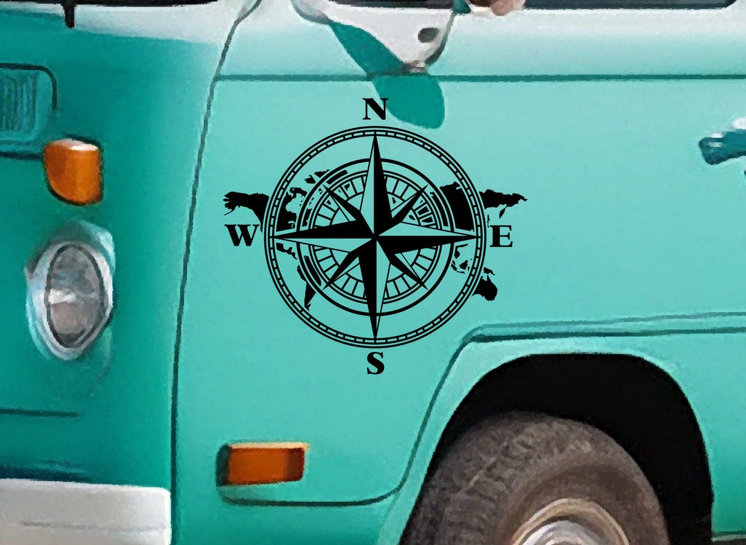 Compass Vinyl Sticker - Vinyl Decal for Your Van, Camper, Caravan, Boat ...