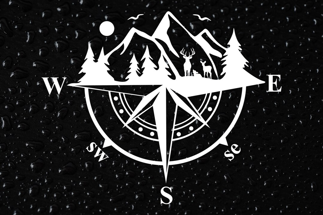 Compass and Mount Sticker, Camper Van Sticker, Car Caravan Vinyl Decal ...