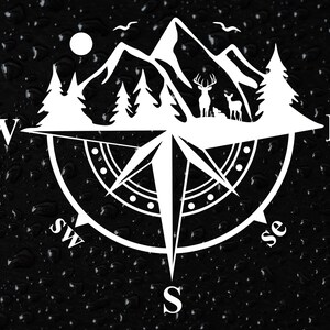Compass and Mount Sticker, Camper Van Sticker, Car Caravan Vinyl Decal ...
