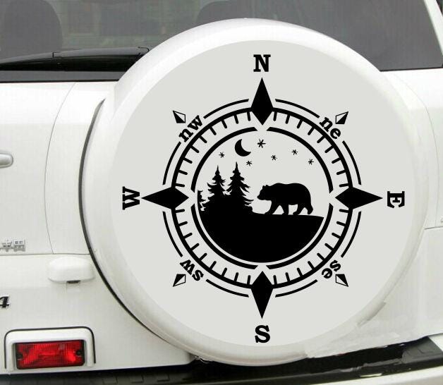 Bear Compass Mountain Vinyl Decal - Camper Van Sticker - Etsy