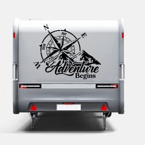Mountain Compass Adventure Begins Vinyl Decal - Van Camper Sticker - Etsy