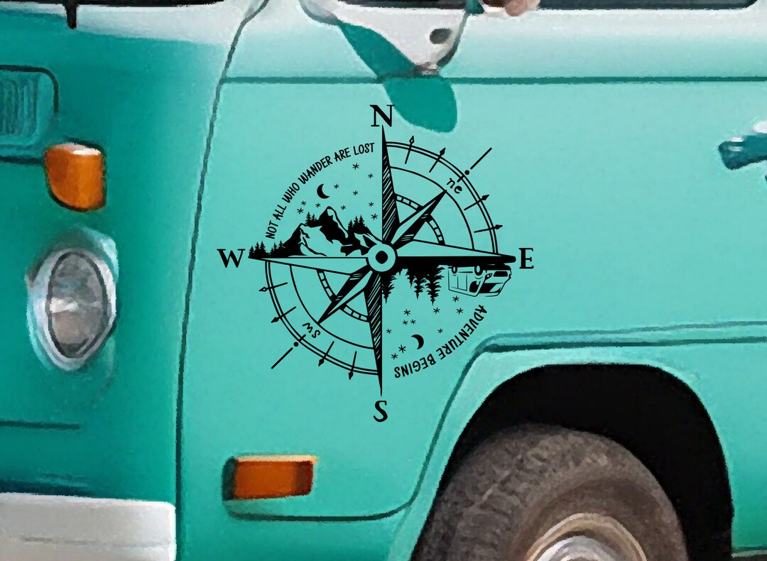 Sticker Compass And Van Vinyl Stickers For Your Van Camper Or Caravan Etsy