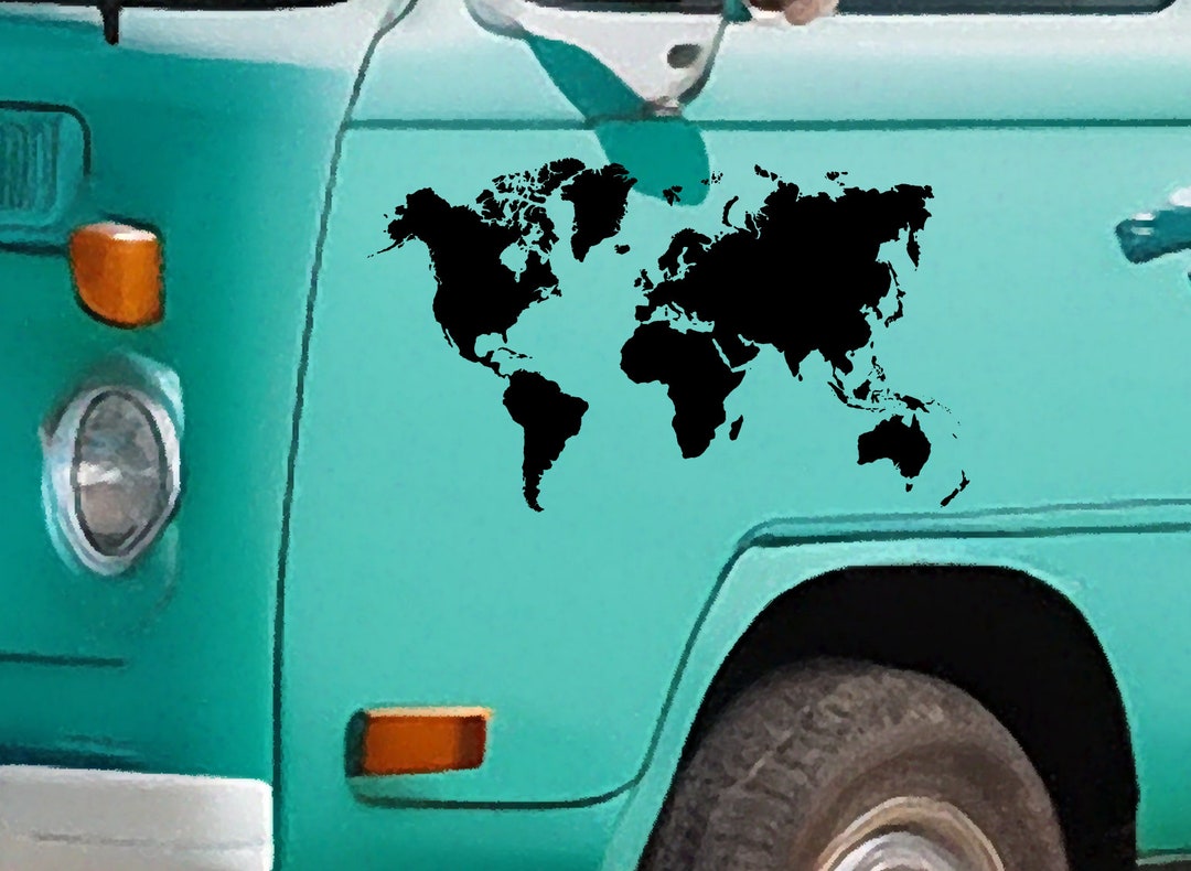 World Map Sticker Beautiful Vinyl Decal for Your Van, Camper or Caravan ...