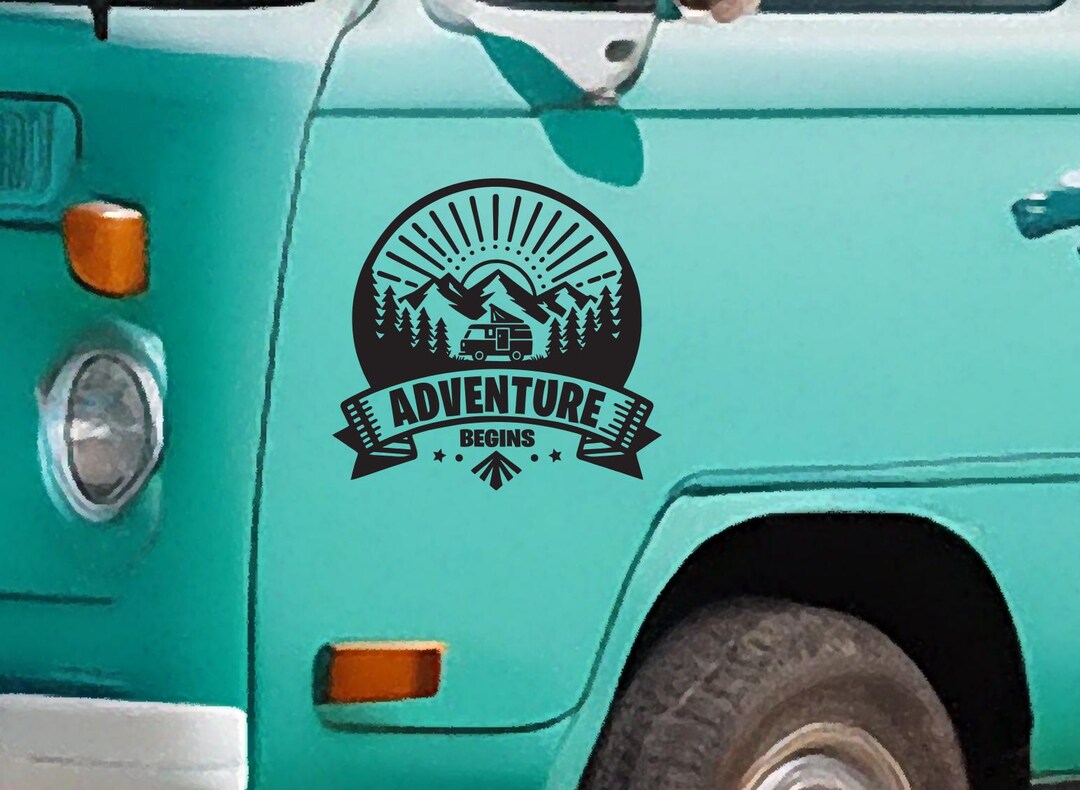 Vinyl Sticker Adventure Begins Decal for Your Camper, RV, Van, Laptop ...