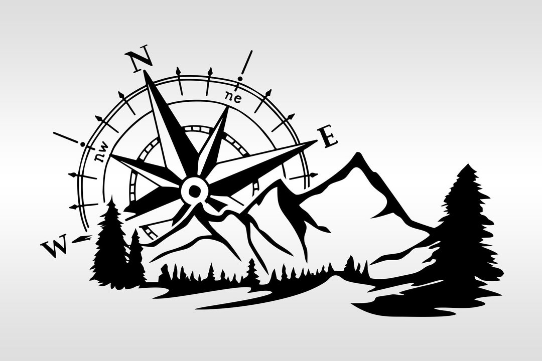Compass in the Mountains Reflective Decal, Very Nice Reflective Sticker ...