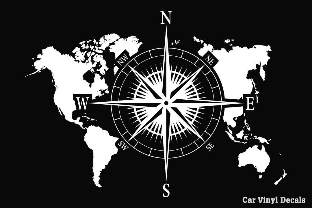 World Map Compass Vinyl Sticker Camper Van Sticker World Map - Etsy