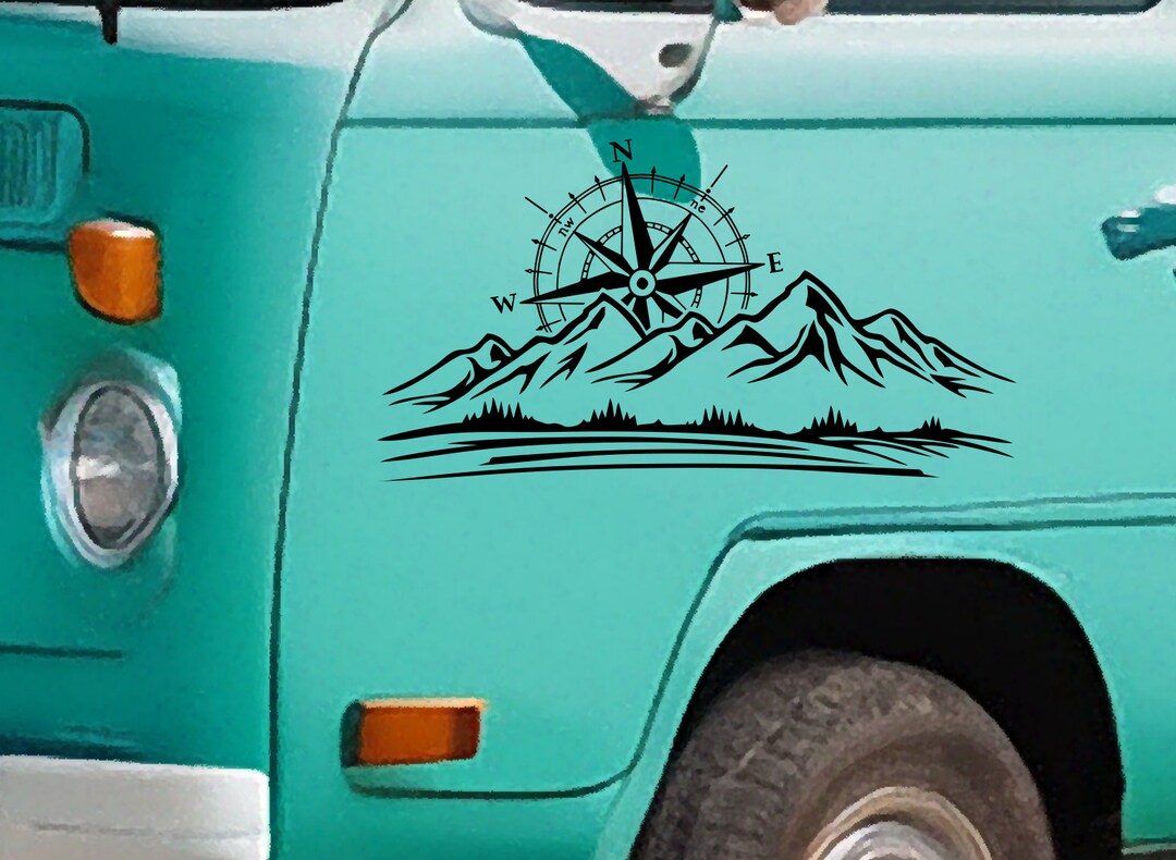 Mountain Compass Vinyl Decal - Vinyl Sticker for Your Van, Camper ...
