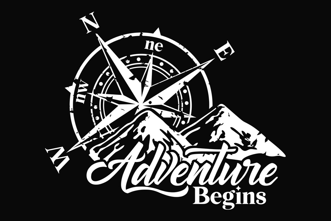 Mountain Compass Adventure Begins Vinyl Decal - Van Camper Sticker - Etsy