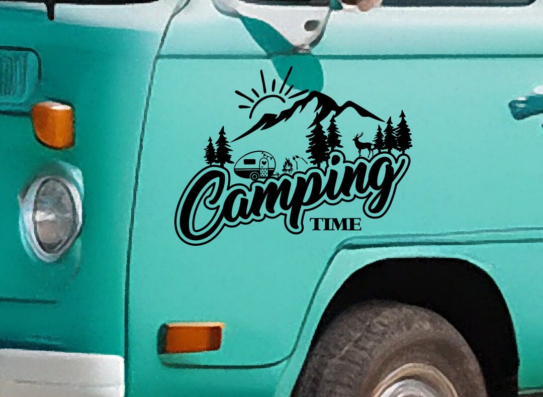 Camping Time and Deer Vinyl Decal for Your Camper, Car or Caravan - Etsy