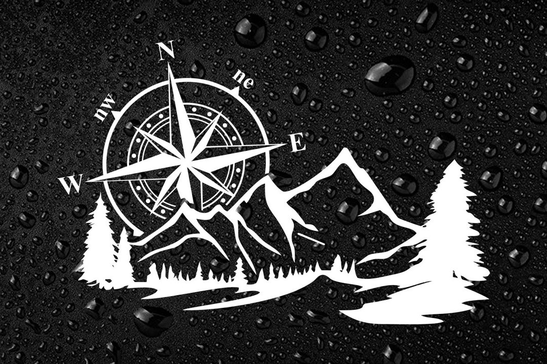 Compass and Mount Sticker, Camper Van Sticker, Car Caravan Vinyl Decal ...