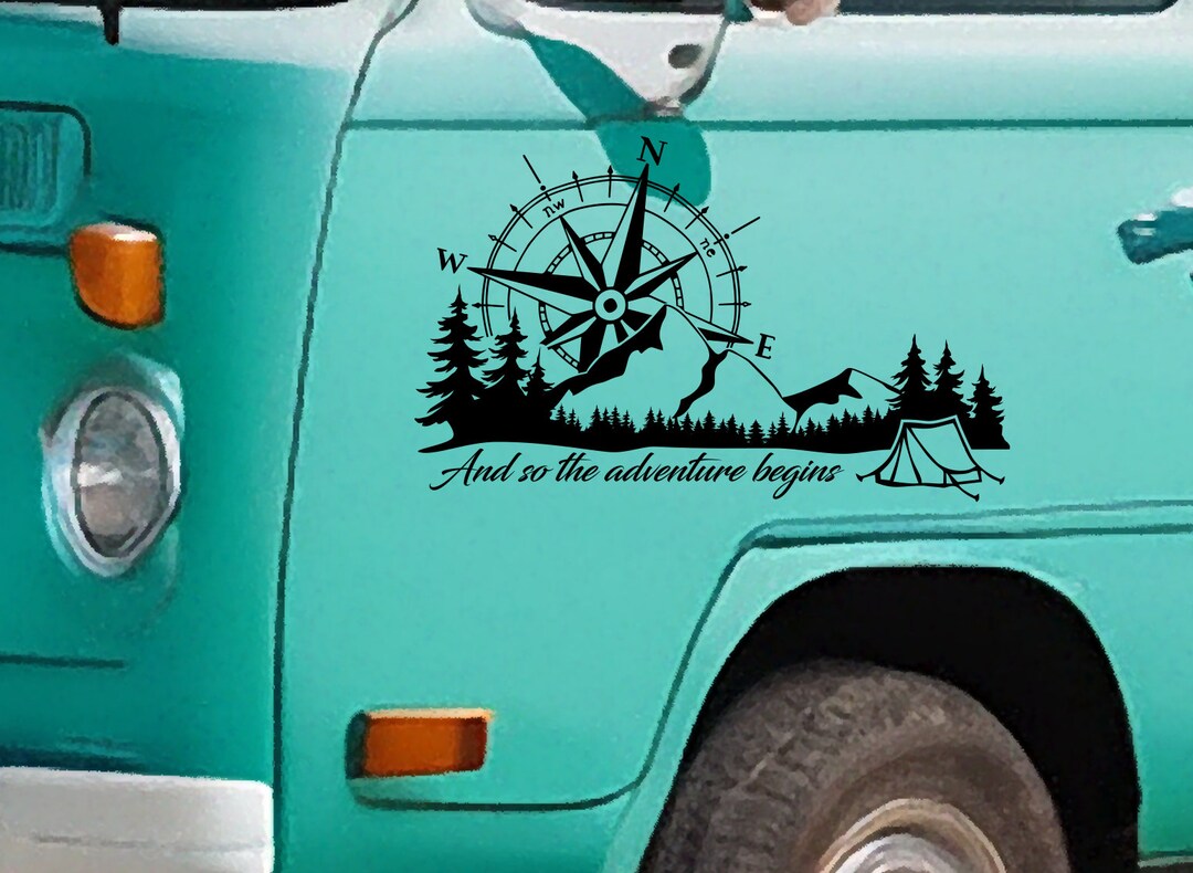 Adventure Begins Vinyl Decal - Vinyl Sticker for Your Van, Camper ...