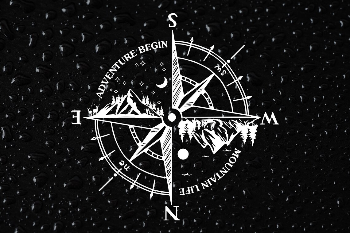 Compass Adventure Begins Decal Compass Compass Adventure - Etsy