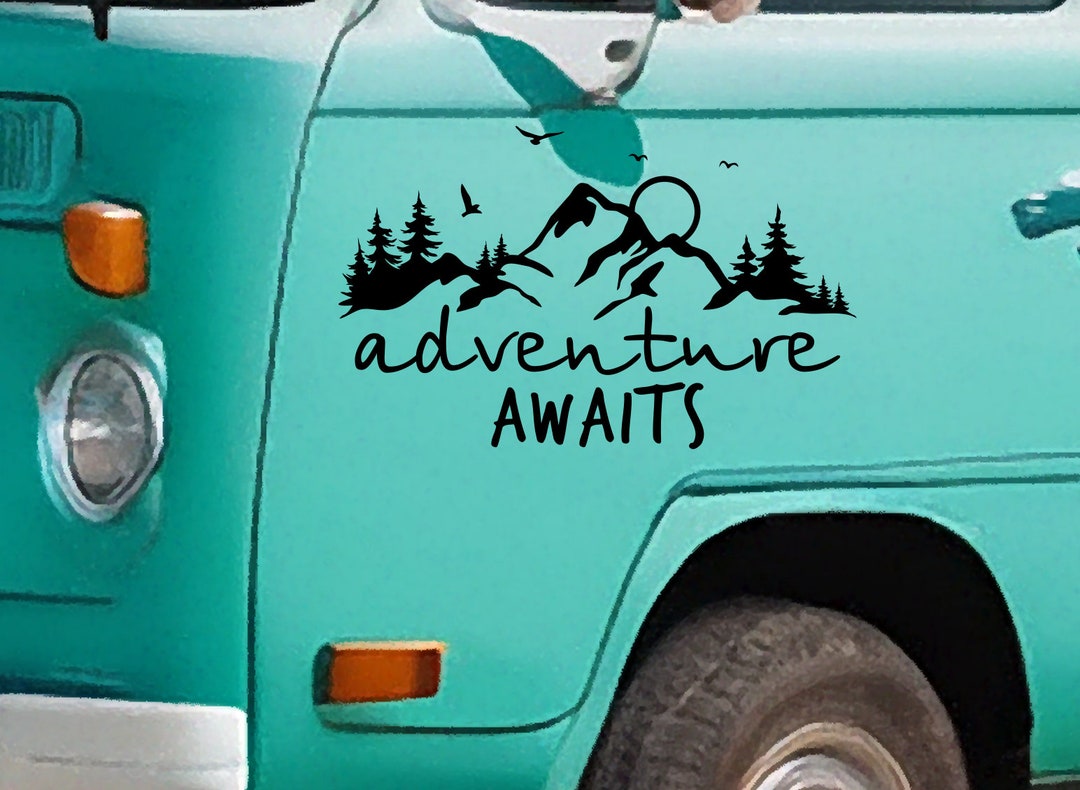 Adventure Awaits Camper Vinyl Decal - Vinyl Sticker for Your Camper ...