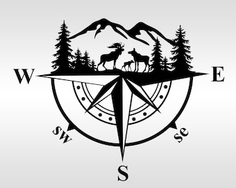 Compass and Mount Sticker, Camper Van Sticker, Car Caravan Vinyl Decal ...