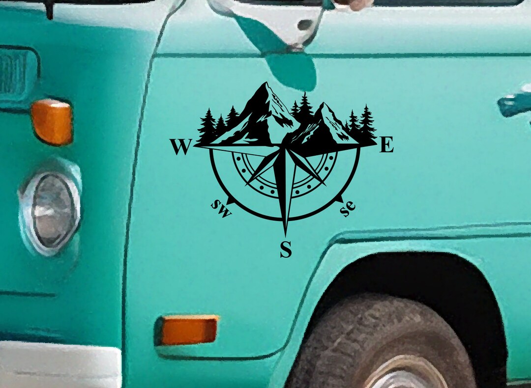 Mountain Deer Compass Vinyl Sticker Vinyl Decal for Your Van, Camper ...