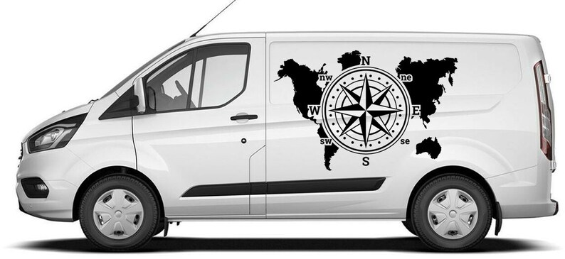 World Map Compass Decal Sticker Camper Van Sticker World Map - Etsy