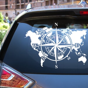 World Map Compass Decal - Vinyl Decal for Your Van, Camper or Caravan ...