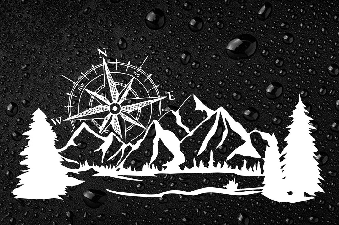Compass and Mount Sticker, Camper Van Sticker, Car Caravan Vinyl Decal ...
