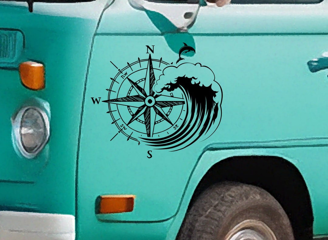 Dolphin Compass Vinyl Decal - Vinyl Decal for Your Van, Camper, Caravan ...