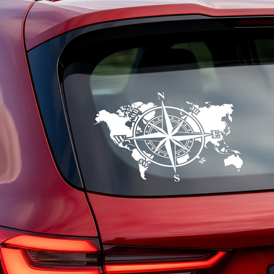 World Map Compass Decal - Vinyl Decal for Your Van, Camper or Caravan ...